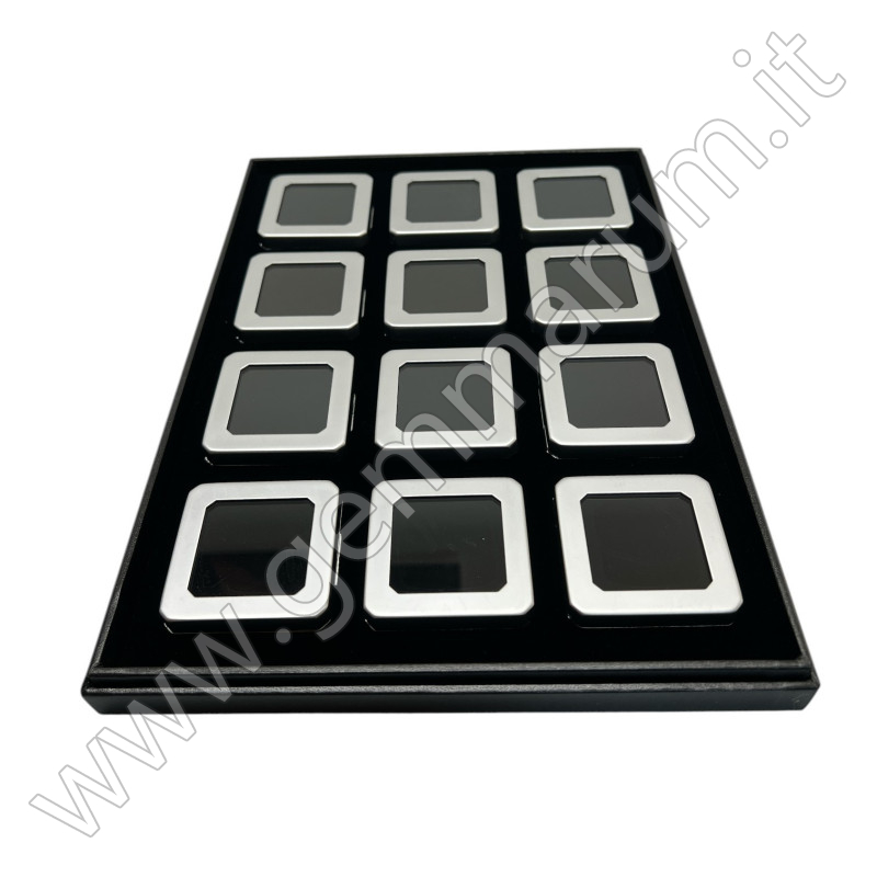 Tray with 12 boxes 5.5X5.5x1.5 cm - Matt Silver